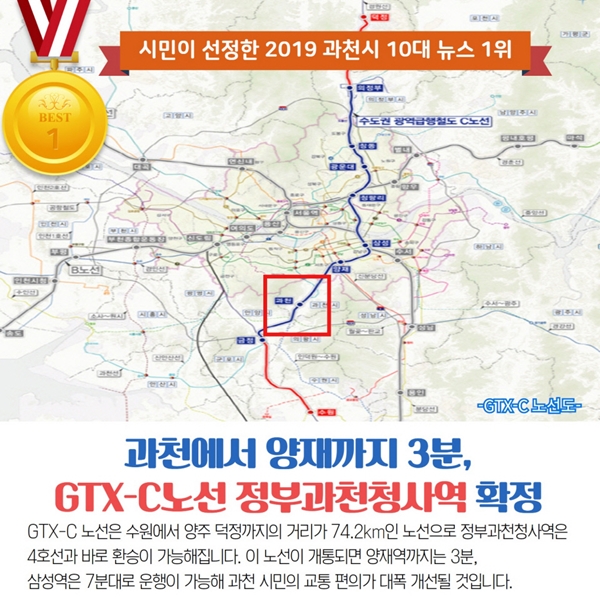 'GTX-C노선 정부과천청사역 확정' 등…과천시, 10대 뉴스 선정
